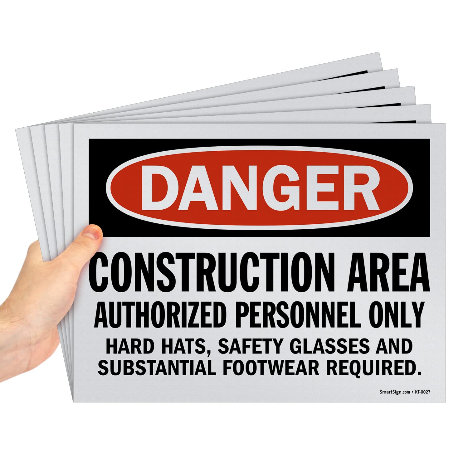 SmartSign 5-Pack 9" x 12" 'Construction Area, Authorized Personnel Only ...