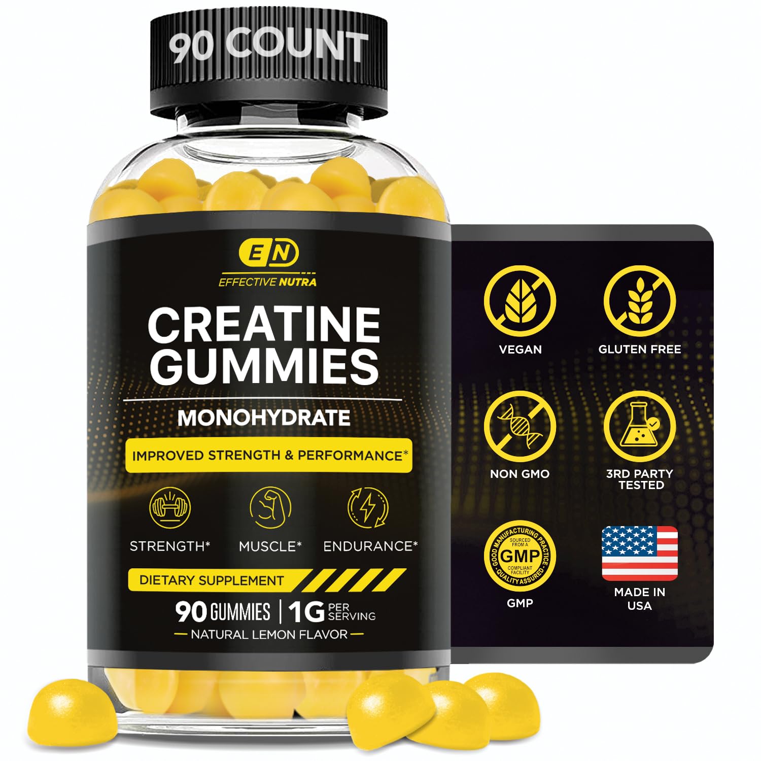 BB 10/2025 EFFECTIVE NUTRA Creatine Monohydrate Gummies | 1g Per Gummy ...