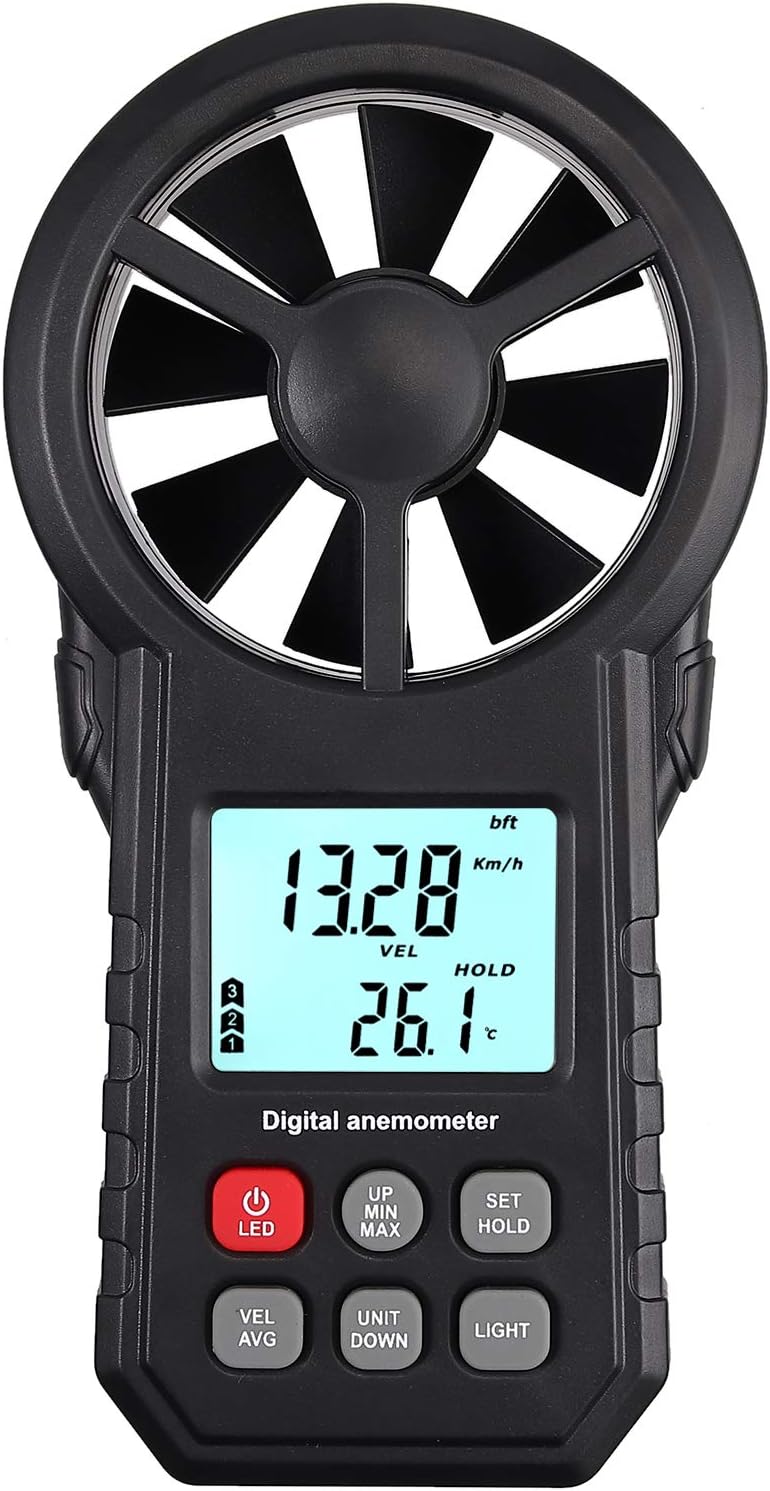 Anemómetro Digital Medidor de Velocidad y Temperatura del Viento ...