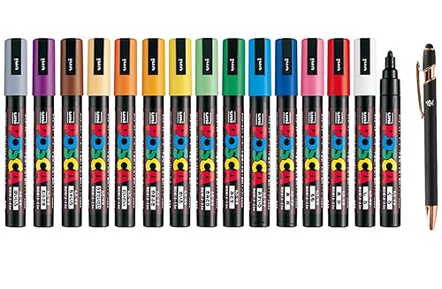 Uni Paint Marker Poster Color 15 Marking Pen Medium Point PC-5M ...