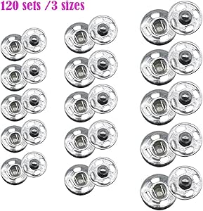 Amazon.com: 120 Sets 3 Sizes Sew Snap Buttons Metal Snap Fastener ...