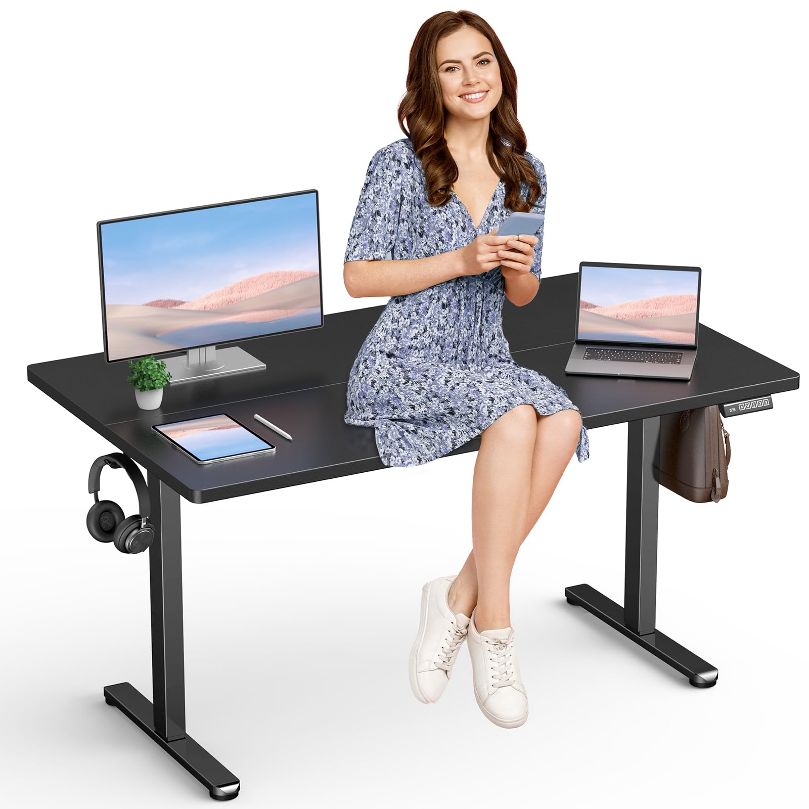 Mua Electric Standing Desk 55" Adjustable Height Sit to Stand Desk ...