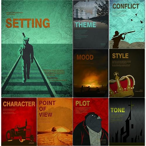 9 Pieces Elements of Novel Posters Literature Art Prints English ...