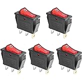 TWTADE / 8Pcs Red Light Illuminated On/Off SPST 3 Pin 2 Position Mini ...