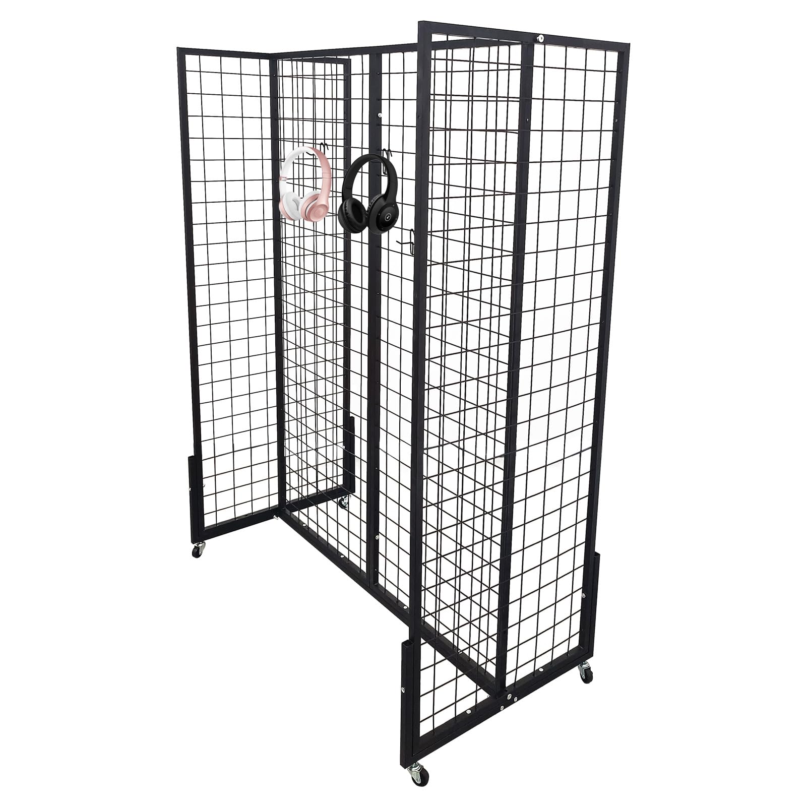 Grid Wall Panels Display Rack, Floor Standing Wire Grid Stand with 40 ...