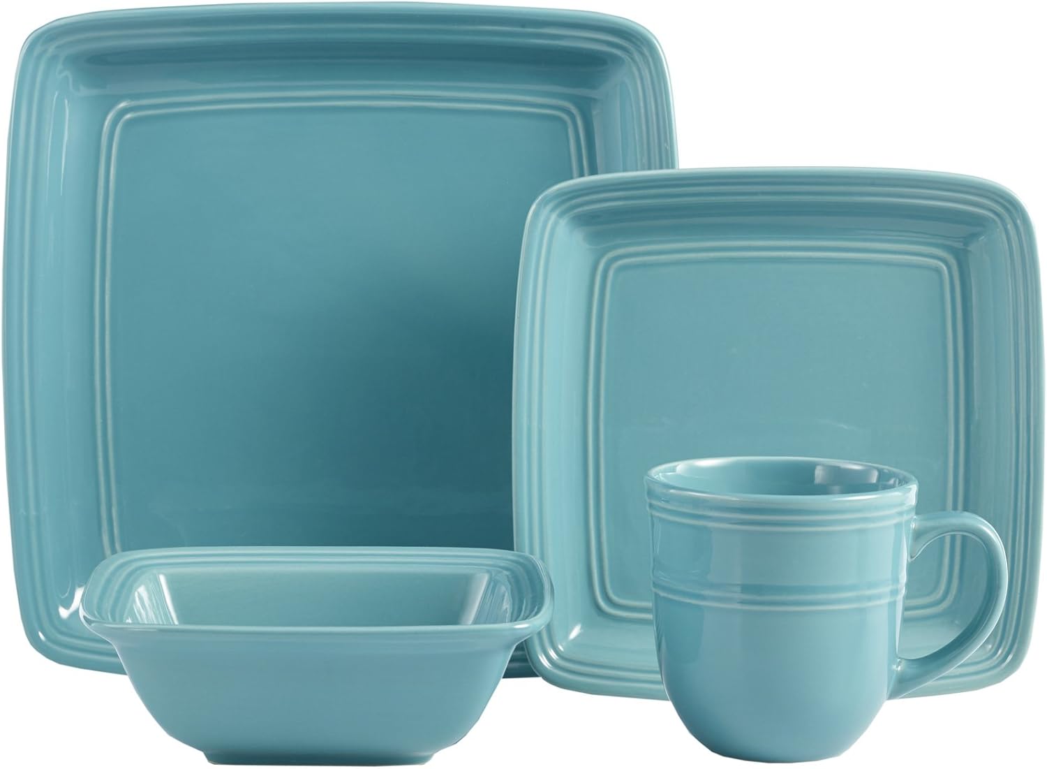 Amazon.com | American Atelier Madelyn Square Turquoise 16 Piece ...