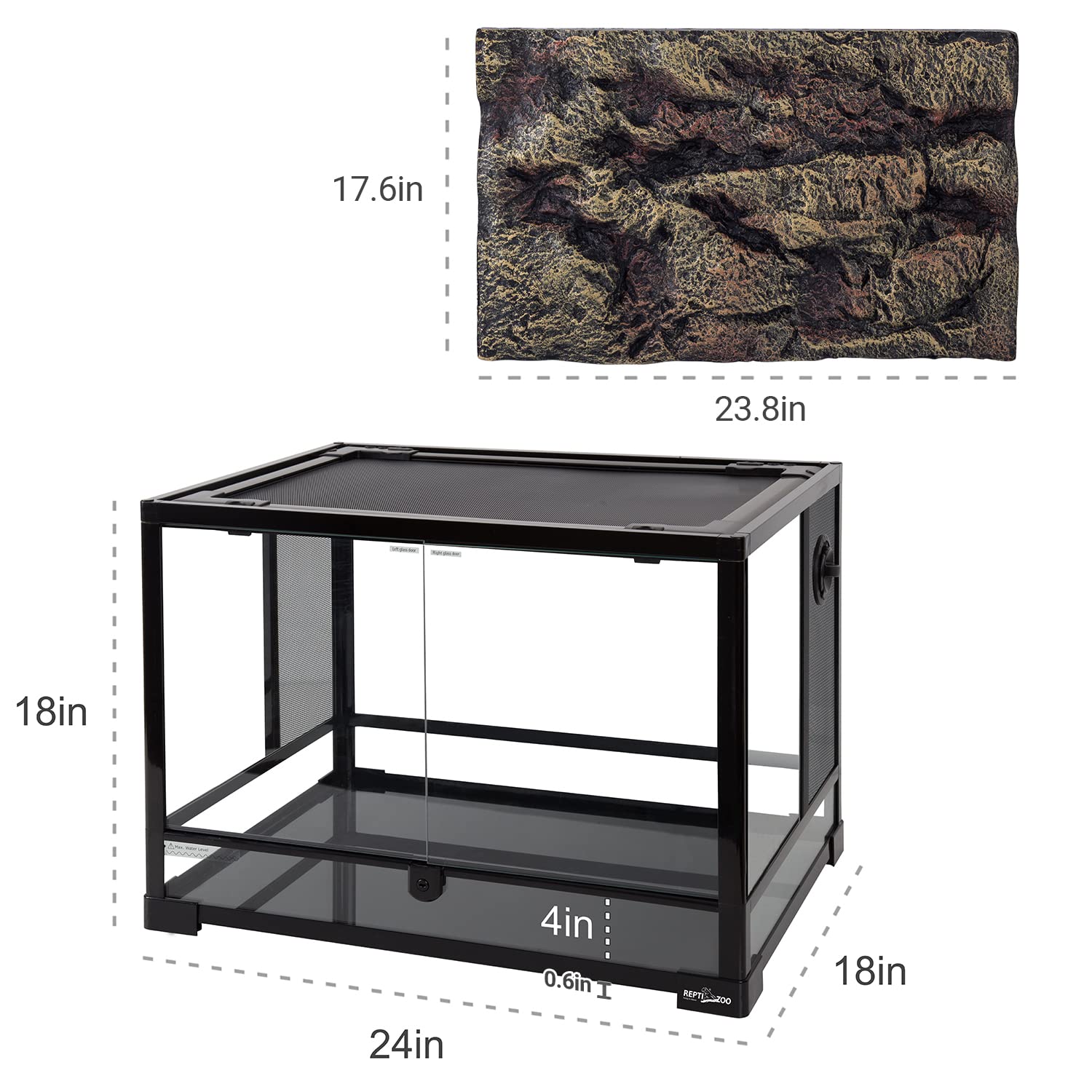 Mua 34 Gallon Large Reptile Glass Terrarium Tank with Foam Backgrounds ...