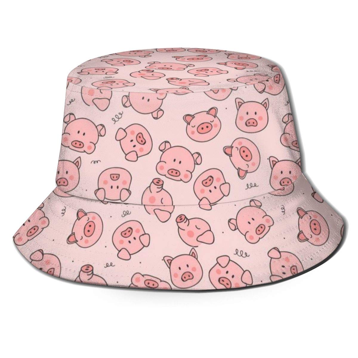 MSGUIDE Pink Pig Unisex Bucket Hat Packable Outdoor Activities Fishing ...