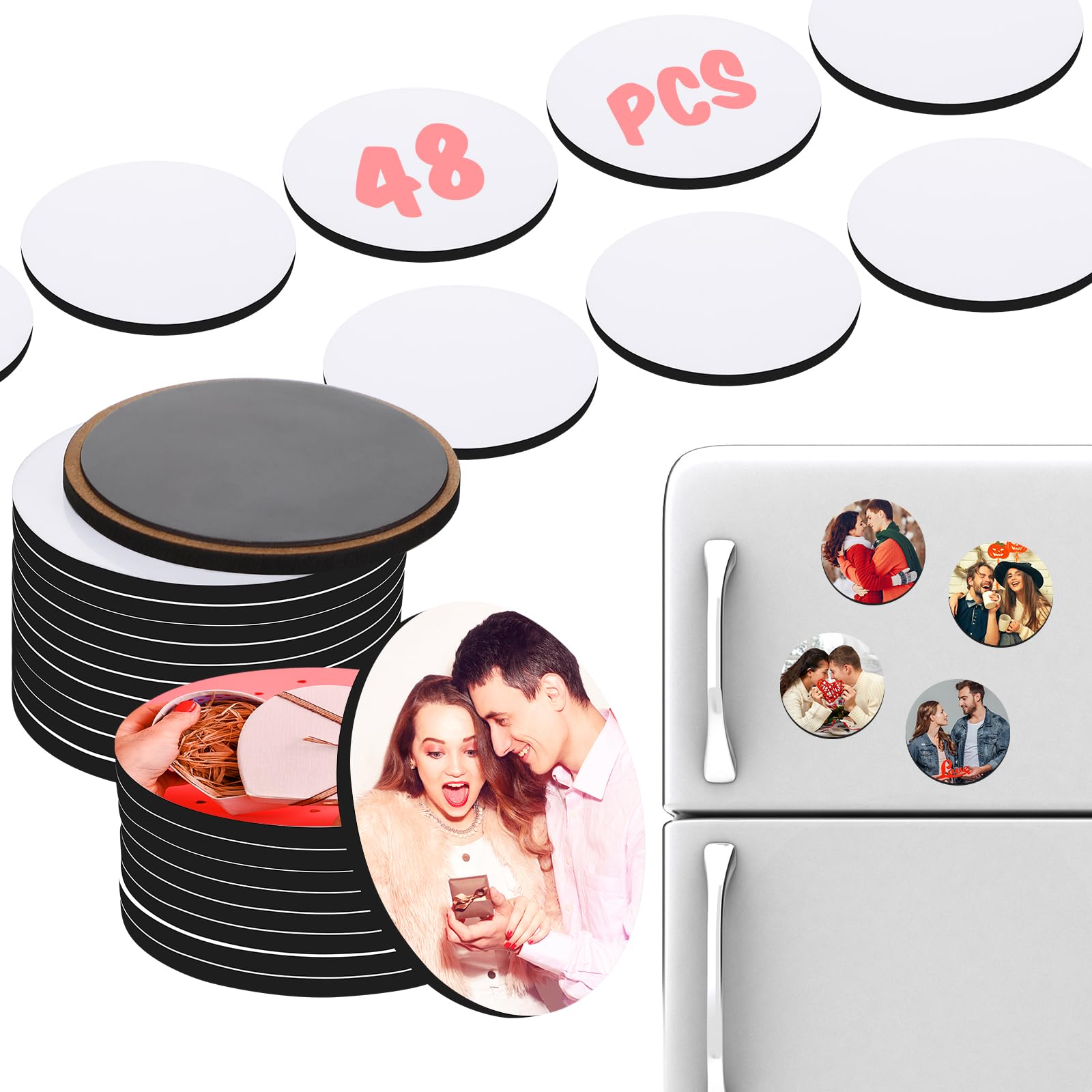 Saysurey Sublimation Magnet Blanks Set 48 Pcs Personalized Sublimation ...