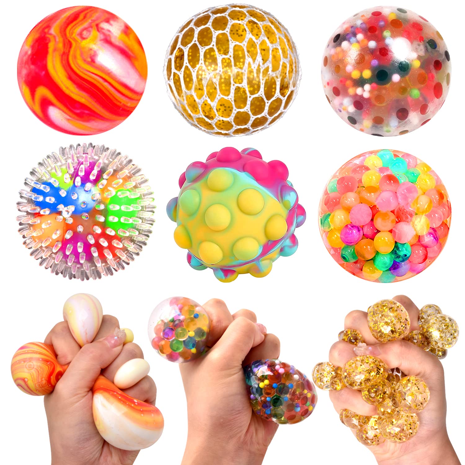 Mua 6 Pack Squishy Stress Balls Fidget Toys,Stress Relief Toy for ...