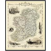 Amazon.com: 1800'S MAP IRELAND DUBLIN IRISH SEA 1850 VINTAGE POSTER ...