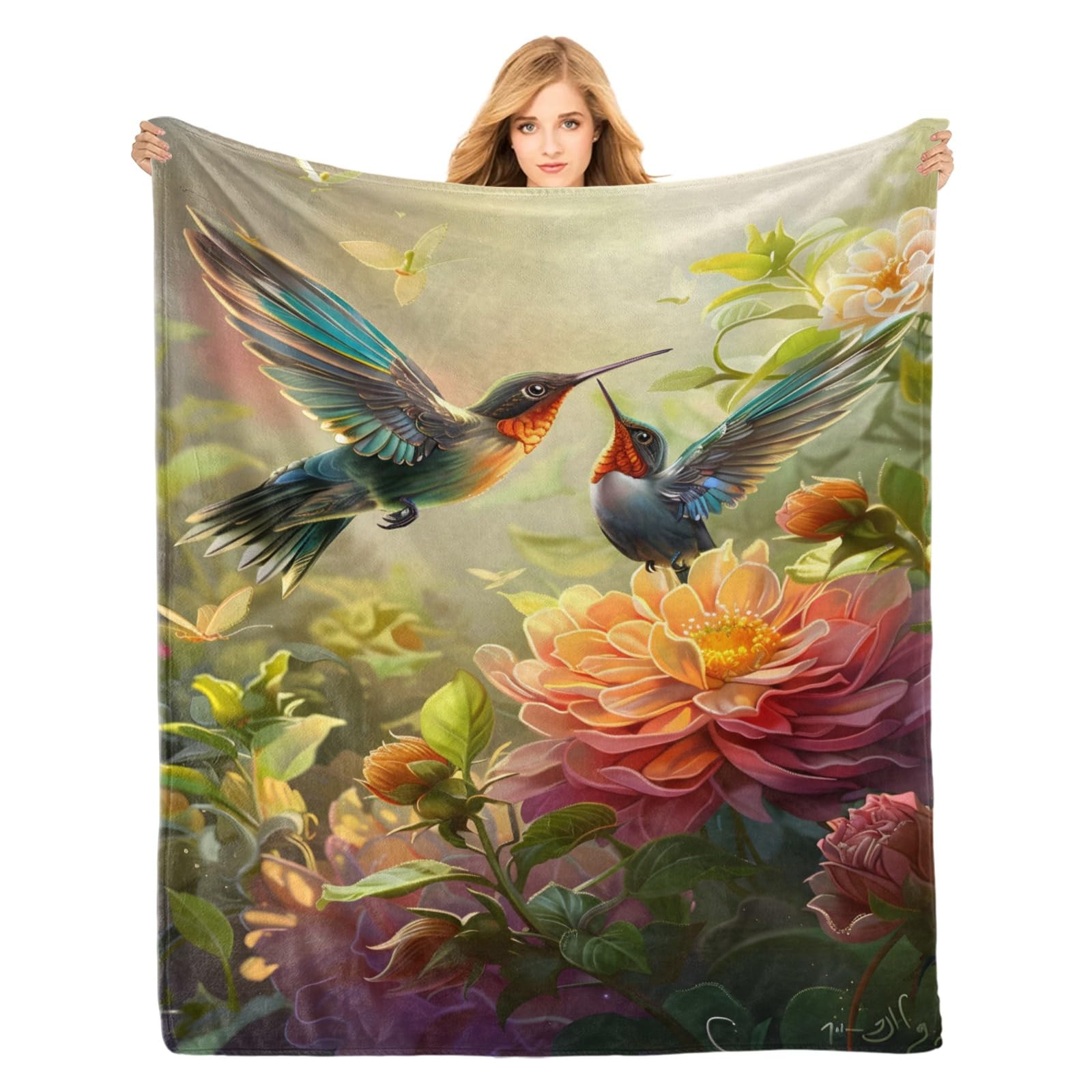 PINKBAY Hummingbirds Flannel Throw Blanket, 50×60in - 340GSM Cozy ...