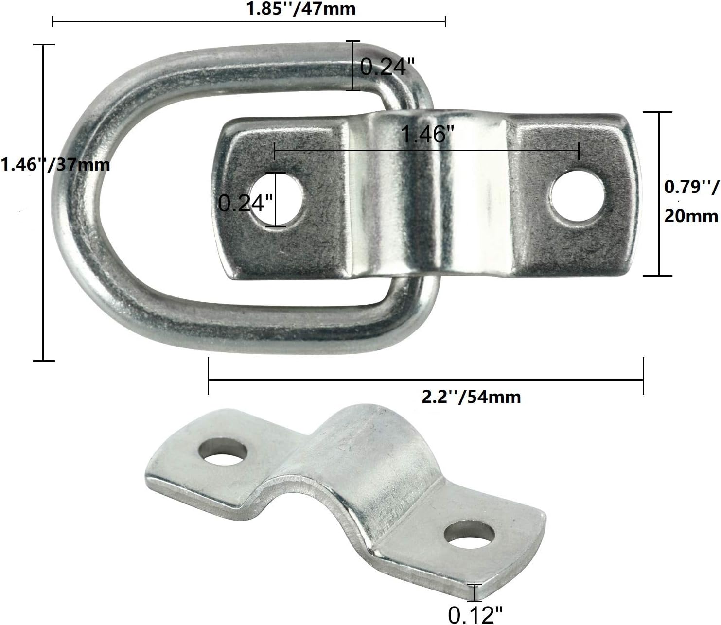 DasMarine D-Ring Tie Downs,1/4” D-Rings Anchor Lashing Ring for Loads ...