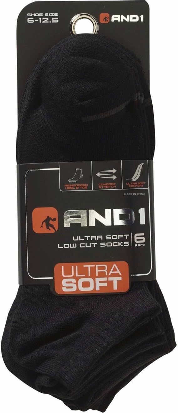 AND1 Ultra Soft Low Cut Socks, Men's, Black, 6-Pack at Amazon Men’s ...