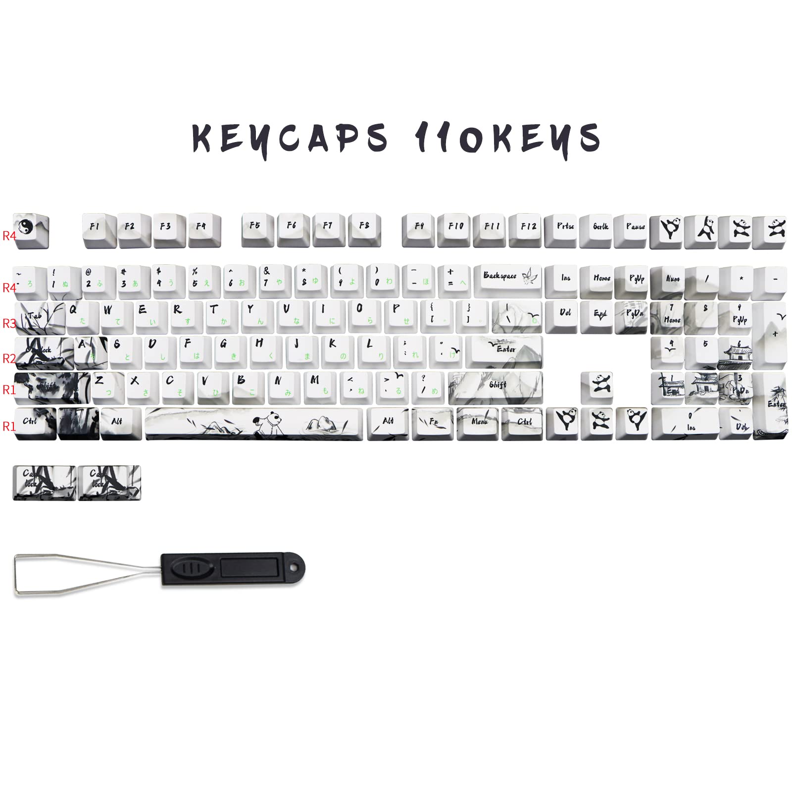 Mua MOLGRIA Keycaps 110 Set Ink Panda for Full Sized Keyboard, Custom ...