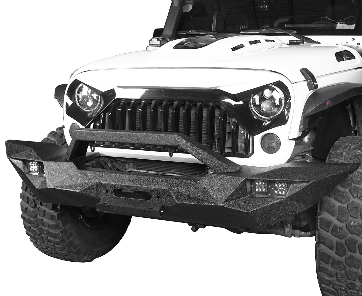 Buy Rock Crawler Full Width Front Bumper w/Winch Plate & License Plate ...