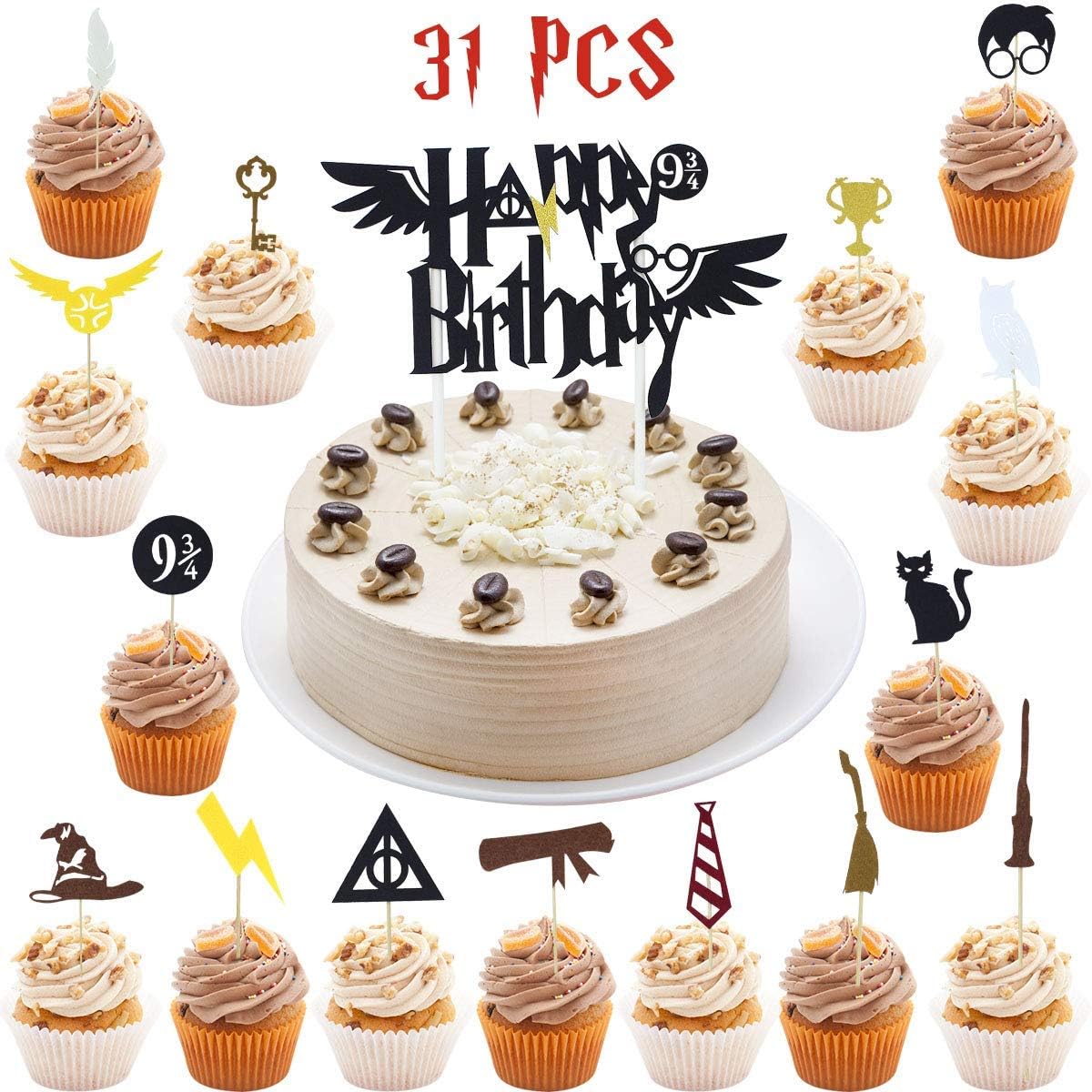 Wizard Inspired Cupcake Toppers (Set of 31) Wizard Birthday Party ...