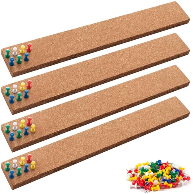 Bulletin Board Bar Strip,4Pcs Cork Bulletin Bar Strip Bulletin Bar with ...