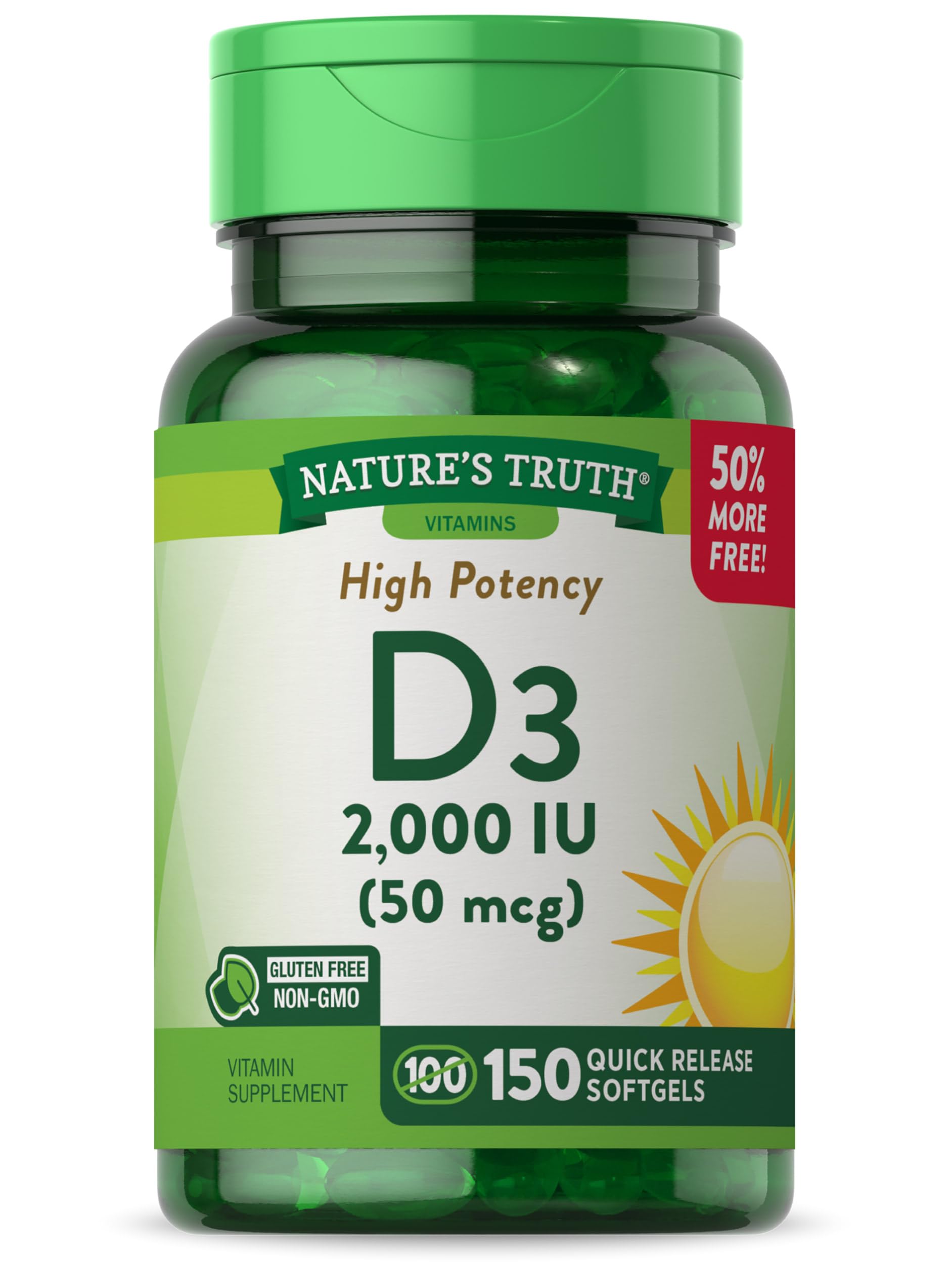 Mua Vitamin D3 | 2000 IU | 150 Softgels | High Potency | Non-GMO ...