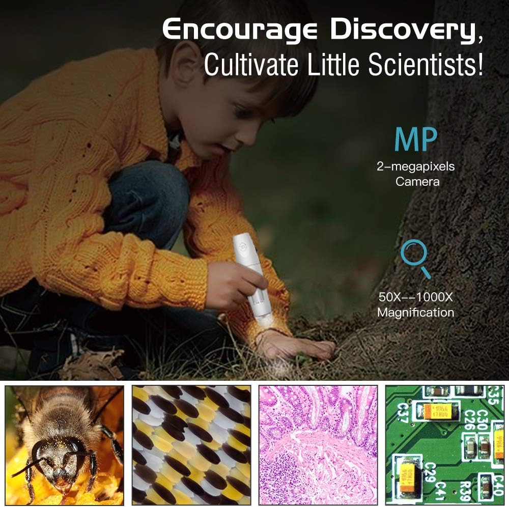 MoKo WiFi USB Digital Microscope, 1080P HD 2MP Camera, 50x to 1000x ...