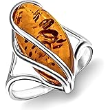 Men's Sterling Silver Honey Amber Rectangular Large Ring, Size 6|Amazon.com