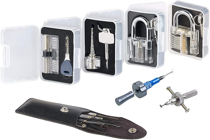 AGT Pickset: Profi-Lockpicking-Set mit 19 Werkzeugen und 4 Übungsschlössern (Dietrich Werkzeug ...