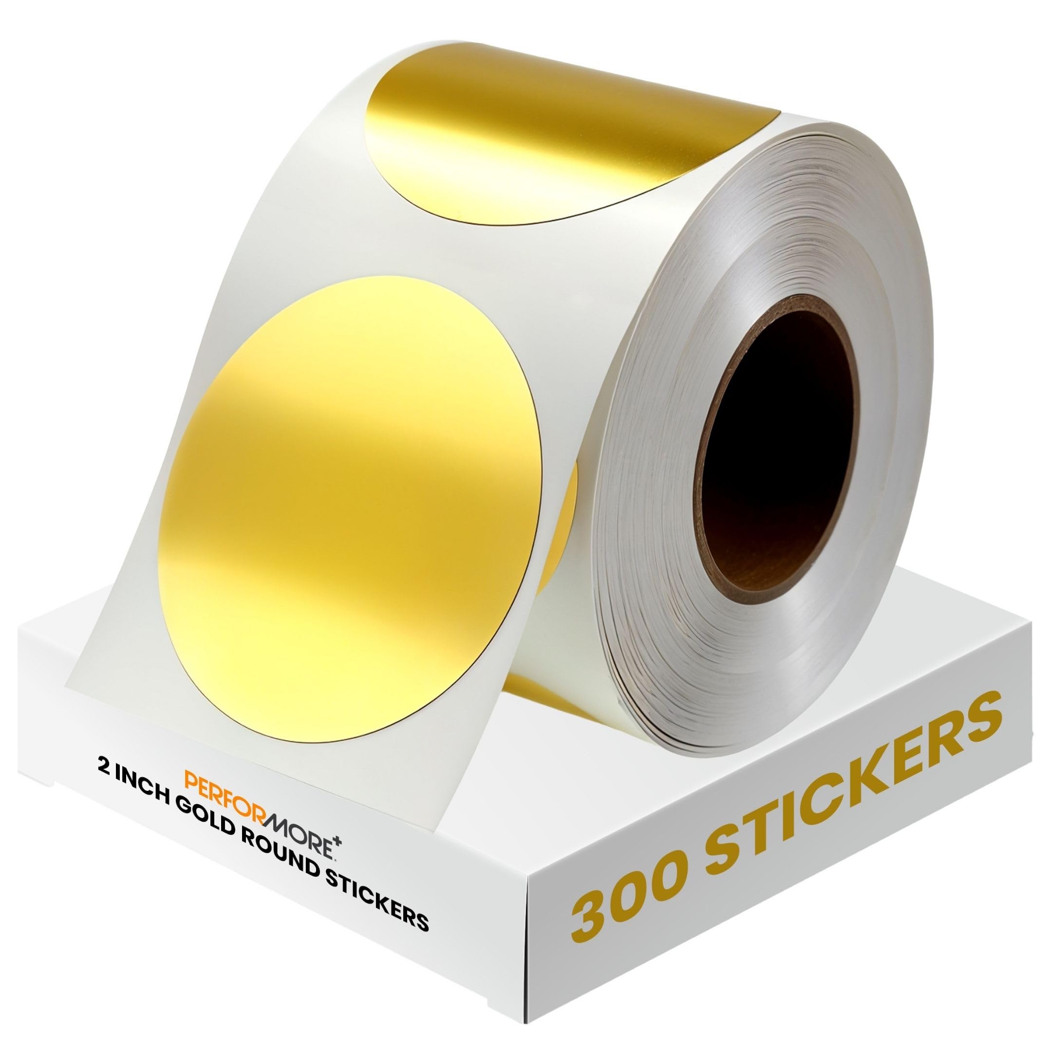 Performore 2 Inch Gold Round Stickers - Gold Foil Sticker - Metallic ...