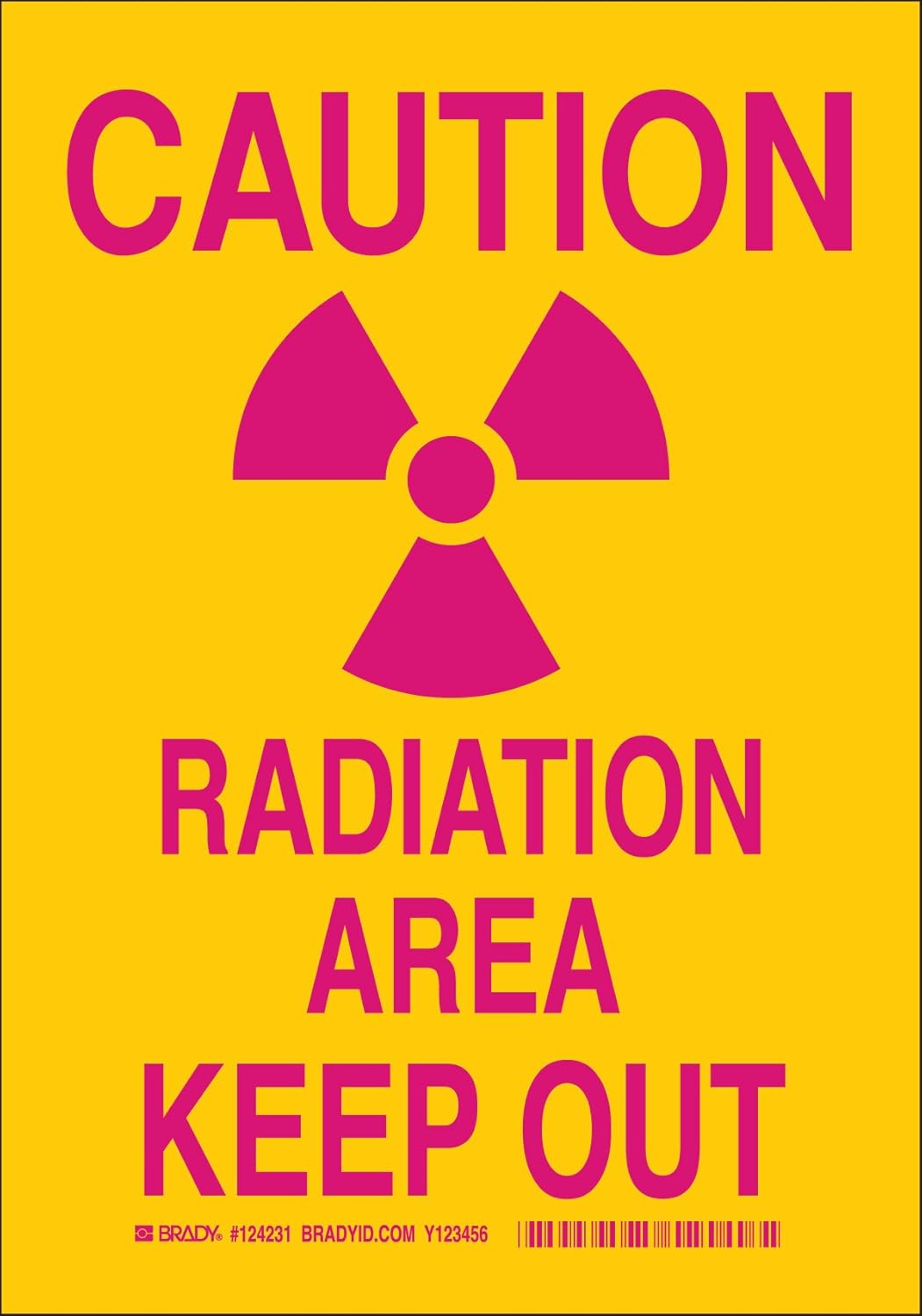 Brady 124231 Radiation and Laser Sign, Legend"Caution Radiation Area ...