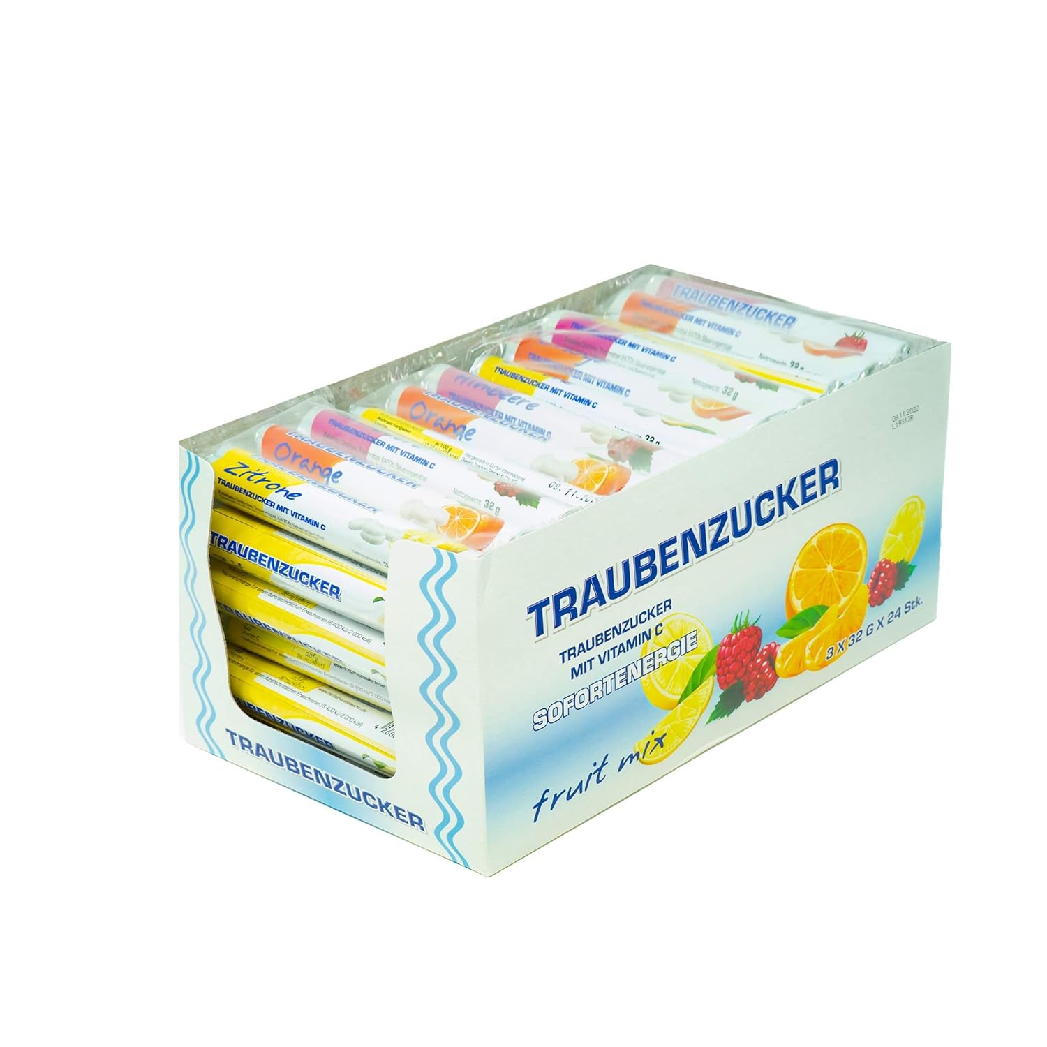 Traubenzucker mit Vitamin C, Sofortenergie, Flowpack mit 3 Rollen, 96 g ...