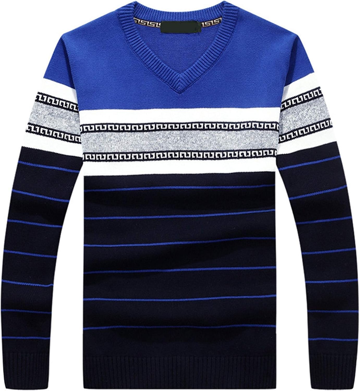 Pullover Hombres De Manga Larga V con Color Sólido En Cuello Único ...