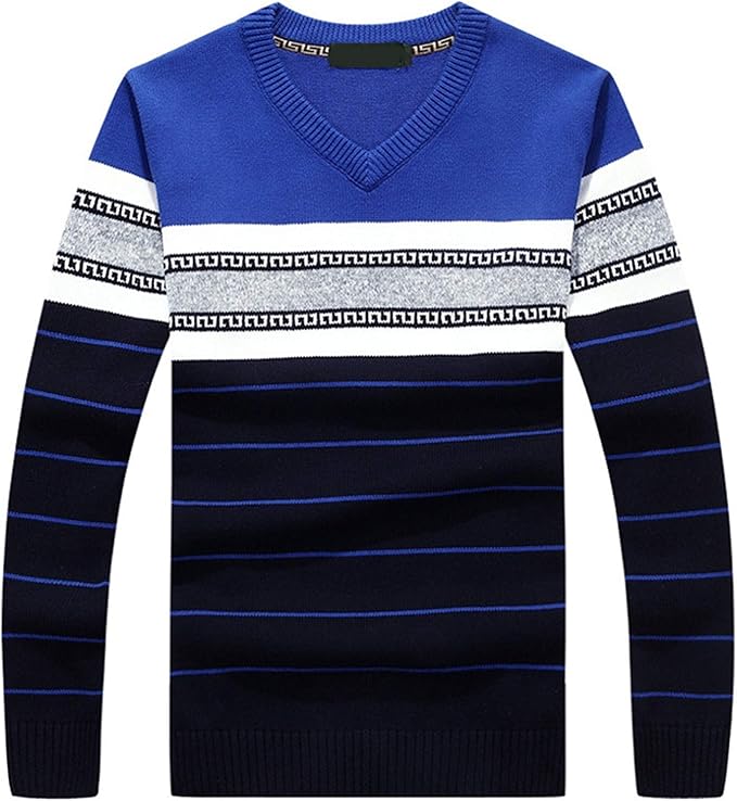 Pullover Hombres De Manga Larga V con Color Sólido En Cuello Único ...