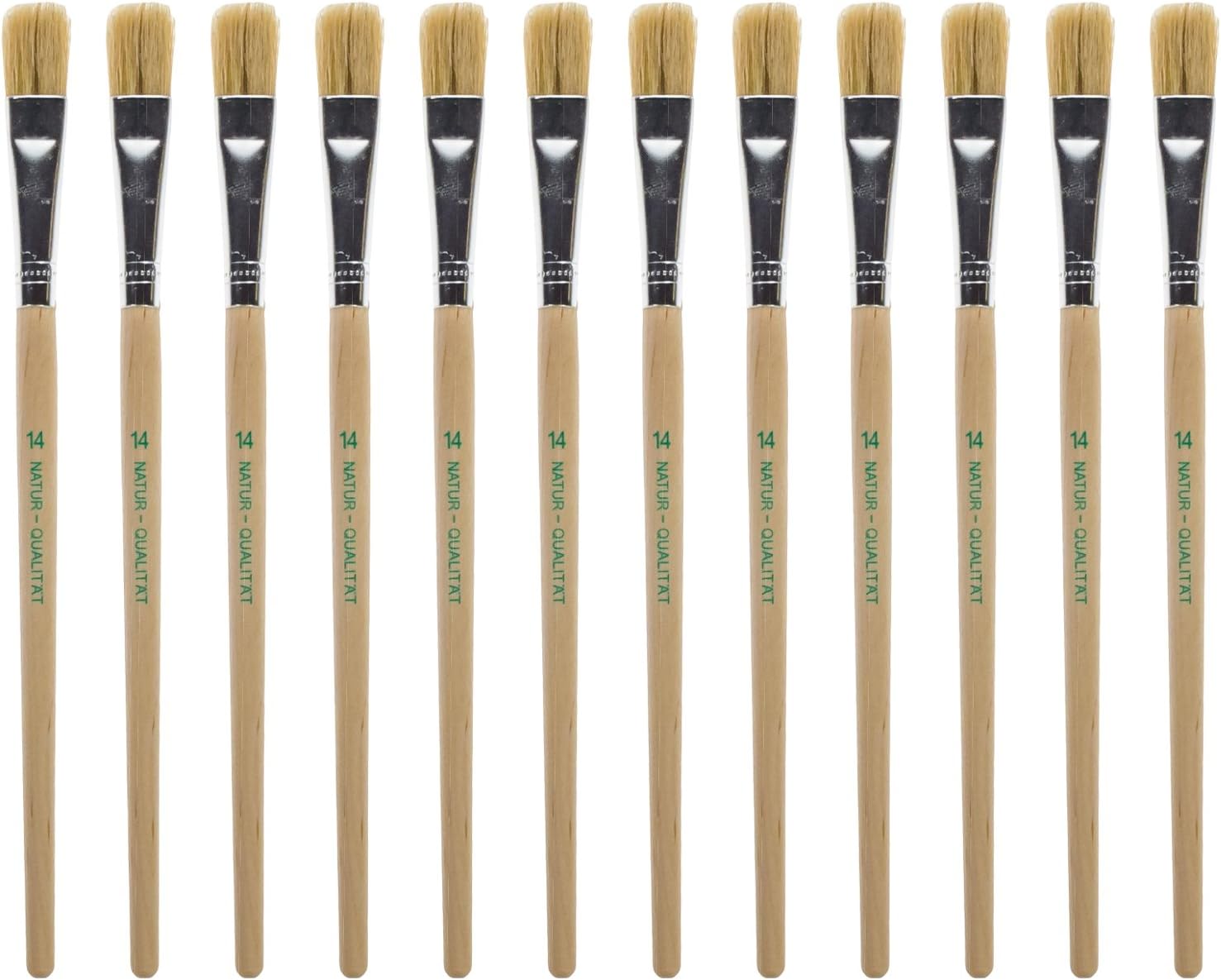 Borstenpinsel Gr. 14 - Flachpinsel - langer Stiel: Amazon.de: Küche ...