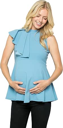 My Bump Maternity Cascading Side Ruffle Peplum Top/W Mock Neck(Made in ...