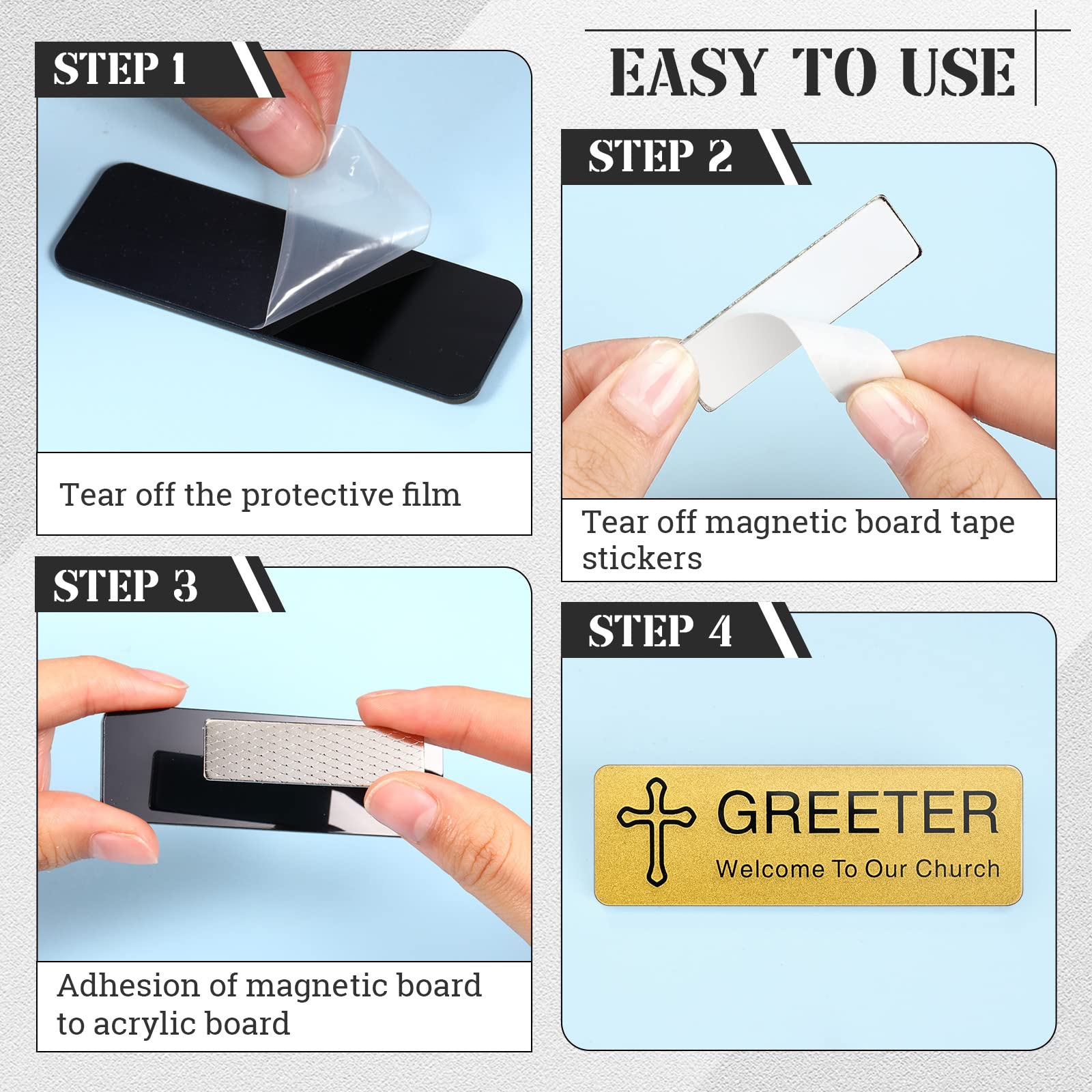 Chalk Name Tags Magnetic Jr Usher 1 X 3" Name Tag/Badge, Black, Cross ...
