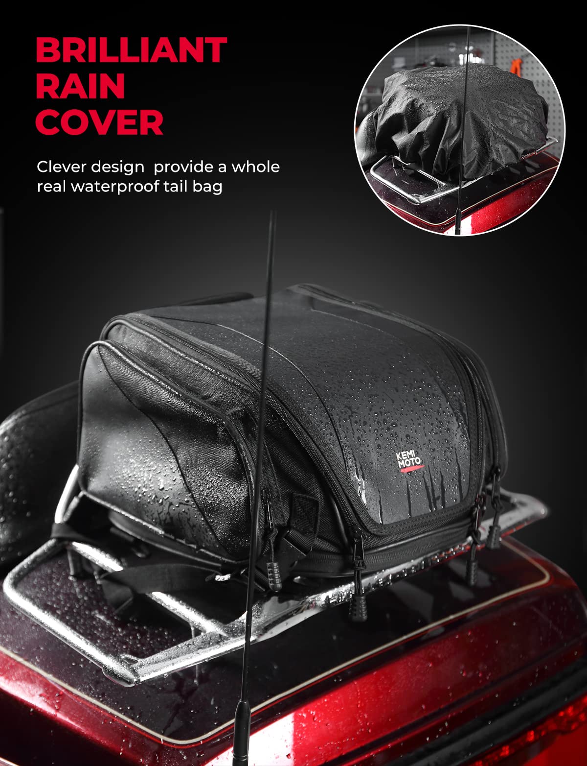 Mua kemimoto Motorcycle Tail Bag Expandable Sissy bar Bag 1 Weekender Travel Motorcycle Seat Bag ...