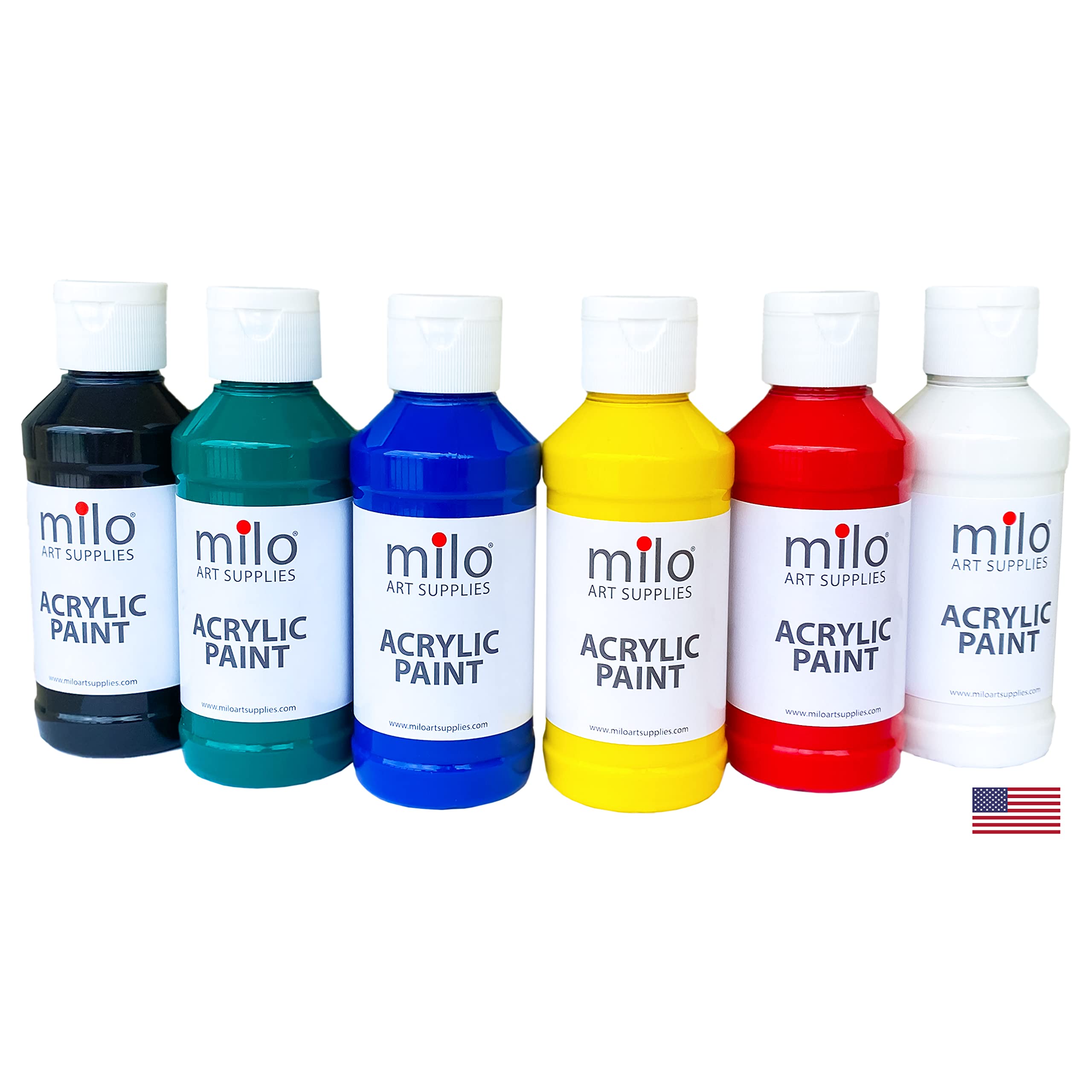 milo Acrylic Paint Set of 6 Colors | 4 oz Bottles | Student Primary ...