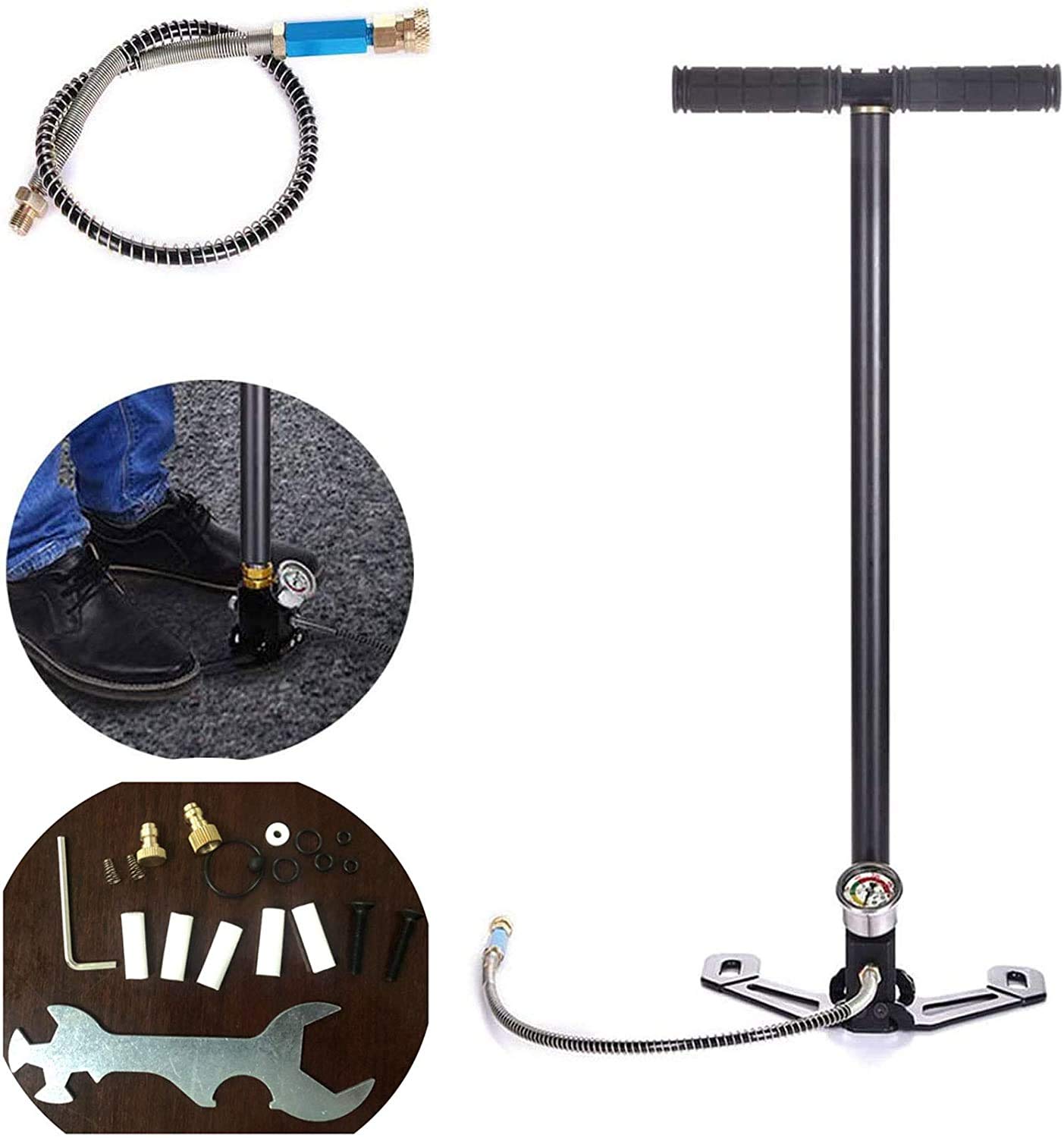 Buy 3 Stage Stirrup Charger PCP Hand Pump Filter Gauge Air Air 4500psi ...