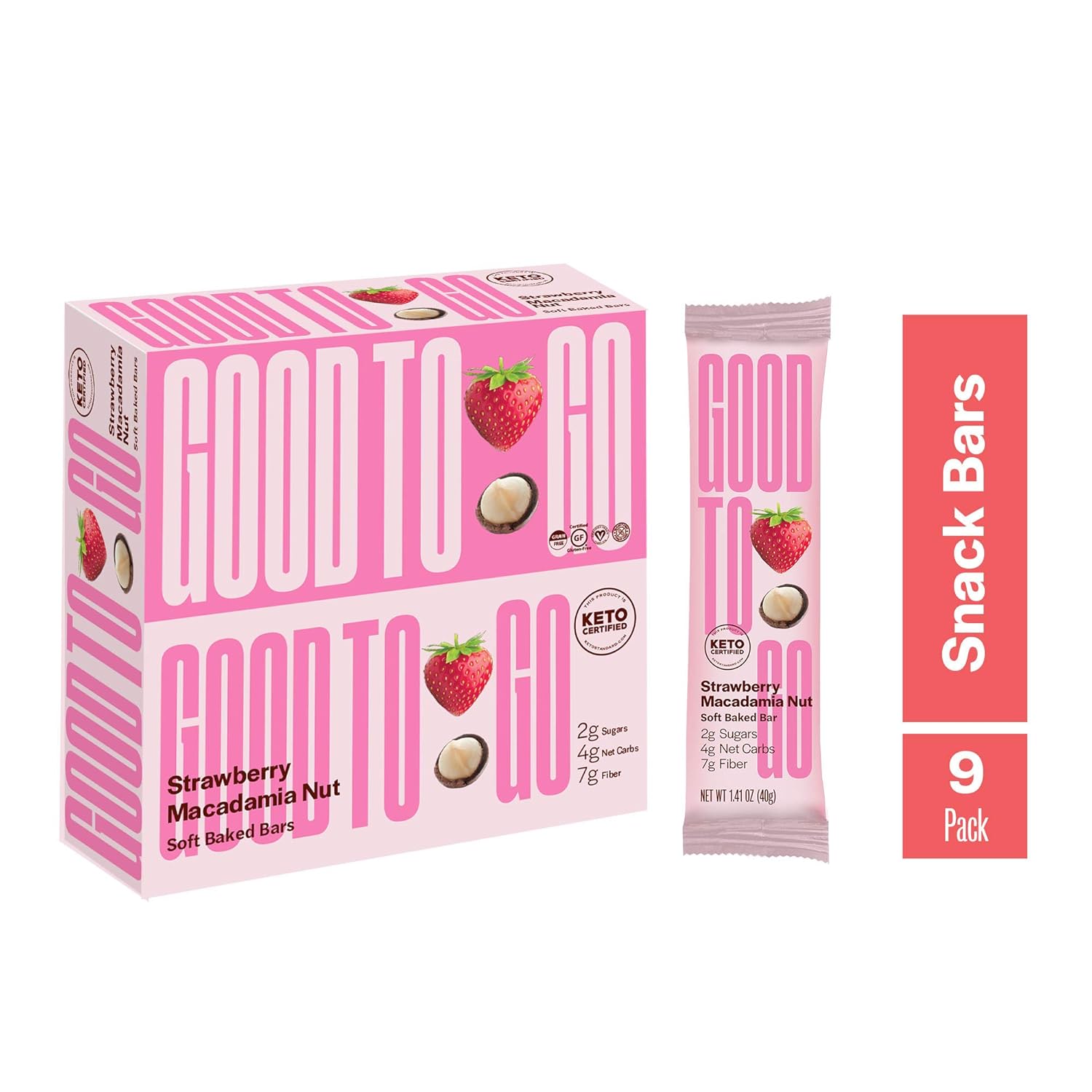 GOODTO GO Soft Baked Bars - Strawberry Macadamia Nut, 9 Pack - Gluten ...