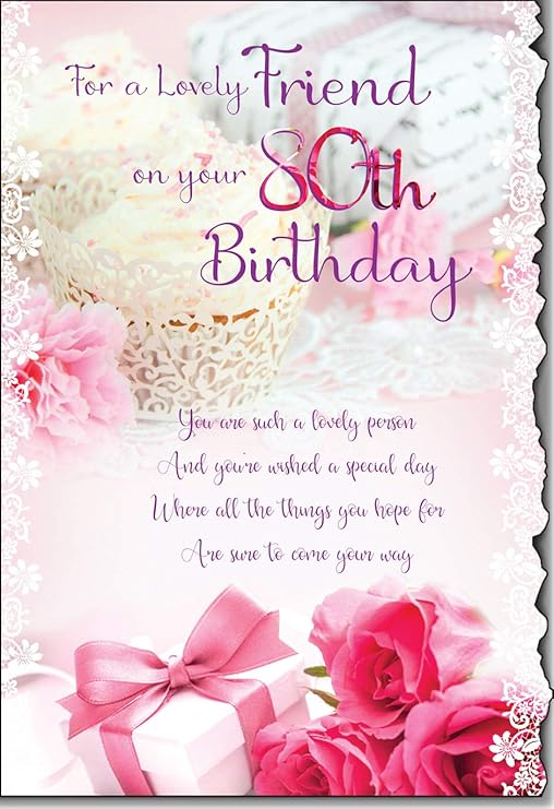 For A Lovely Friend On Your 80th Birthday Card Amazon co uk Kitchen 