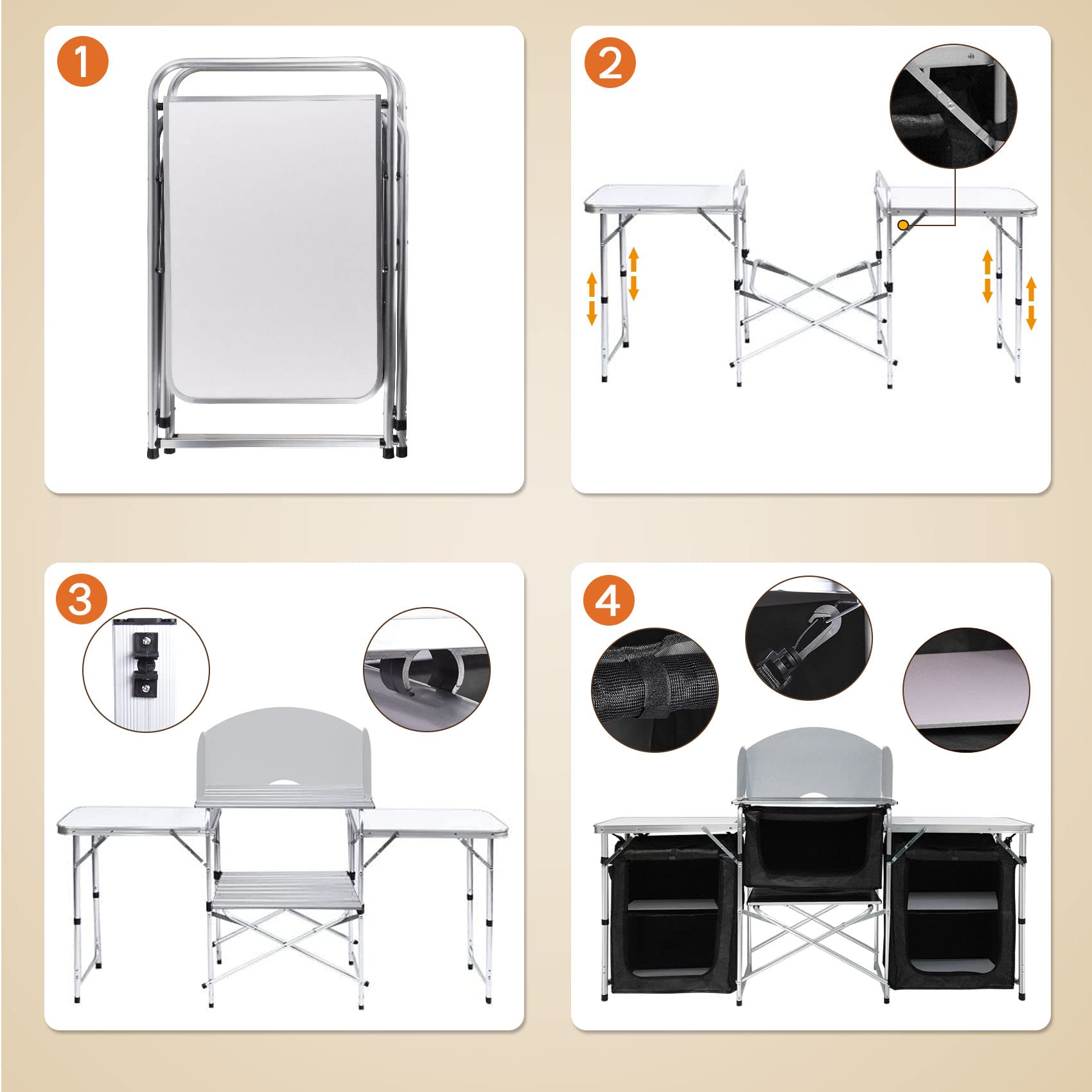 Mua Camping Kitchen Table Aluminum Portable Folding Cooking Table ...