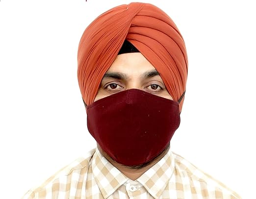TURBAN MASK FOR SIKH(REVERSIBLE) WITH 3 LAYER PROTECTION EASY TO WEAR ...