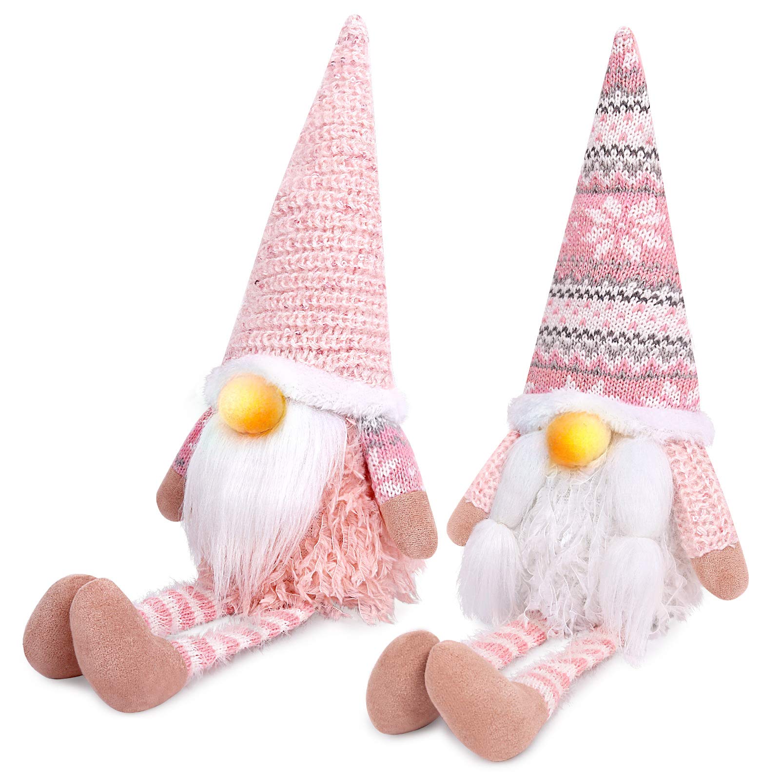 D-FantiX Pink Christmas Valentine Gnomes Decorations, 2Pack Handmade ...