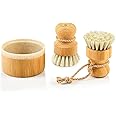 Amazon.com: SUBEKYU Bubble Up Bamboo Dish Brush Set with Soap Holder ...