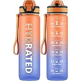 Amazon.com: QLUR Water Bottle with Straw, 32 oz Motivational Water Bottles with Time Marker to ...
