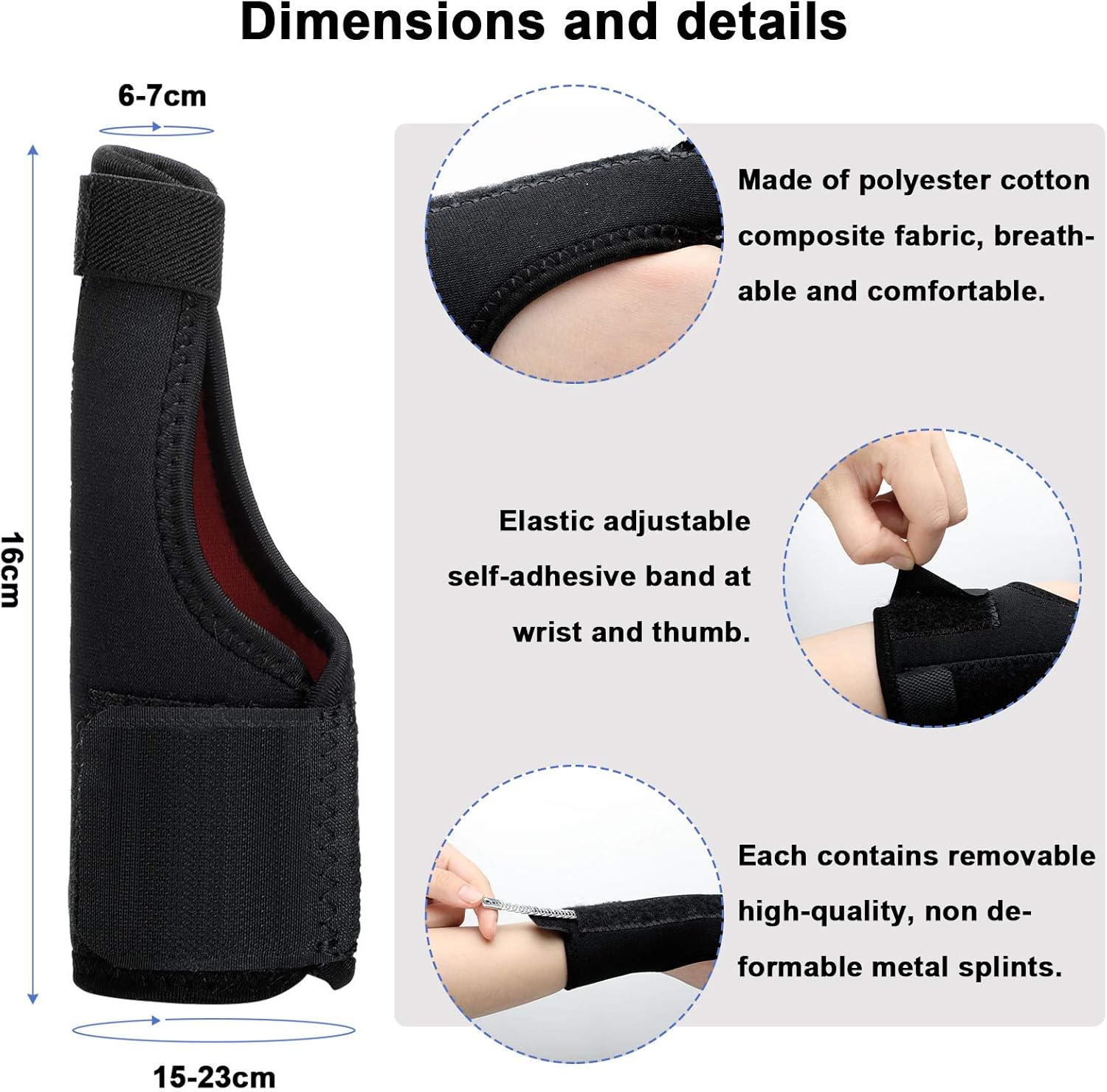2 Pieces Thumb Wrist Support Brace Thumb Splint Stabilizer and ...