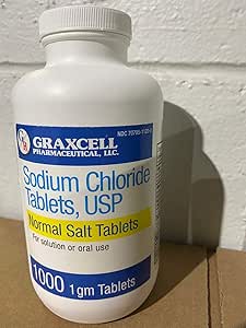 Amazon.com: Graxcell Sodium Chloride USP Normal Salt Tablets 1 Gram ...