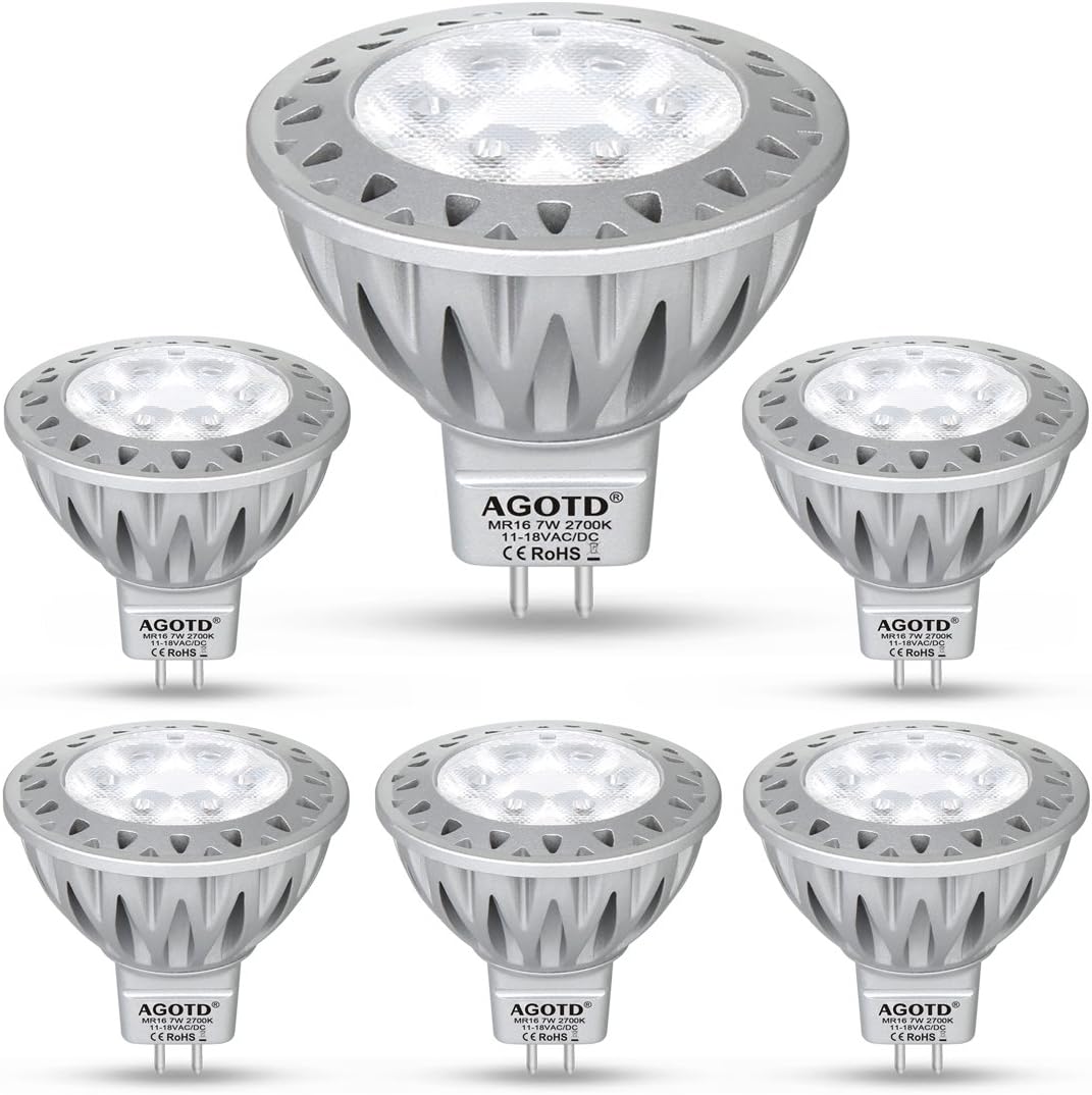 AGOTD MR16 12V Bombilla LED 7 Watt SMD Lámpara, GU5.3 Socket, Aluminio, 50W Luz halógena ...