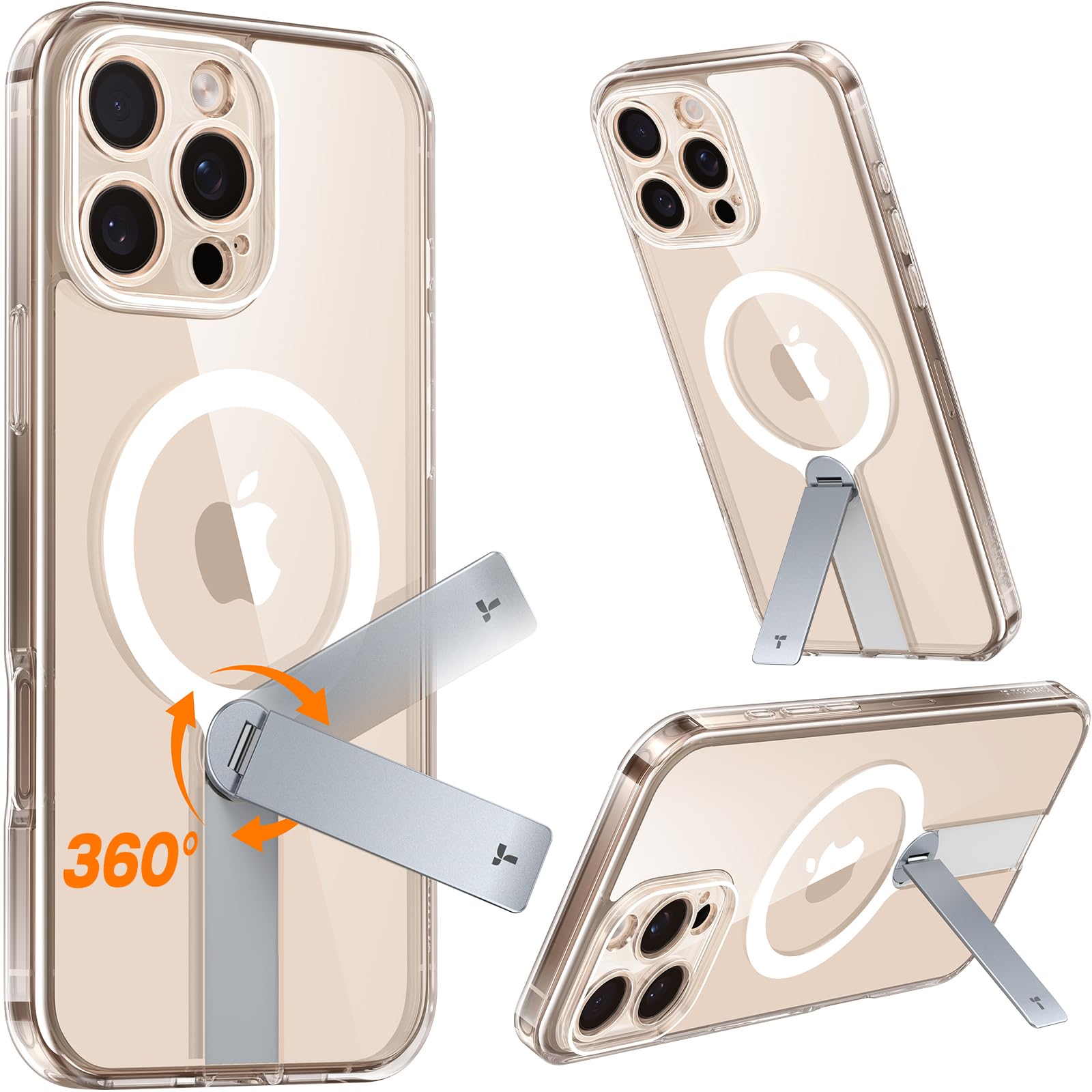 TORRAS 360°Stand Magnetic Case for iPhone 16 Pro Max Case,[Full Camera ...