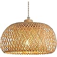 Bamboo Flush Mount Light Fixture Natural Handmade Woven Semi Flush ...
