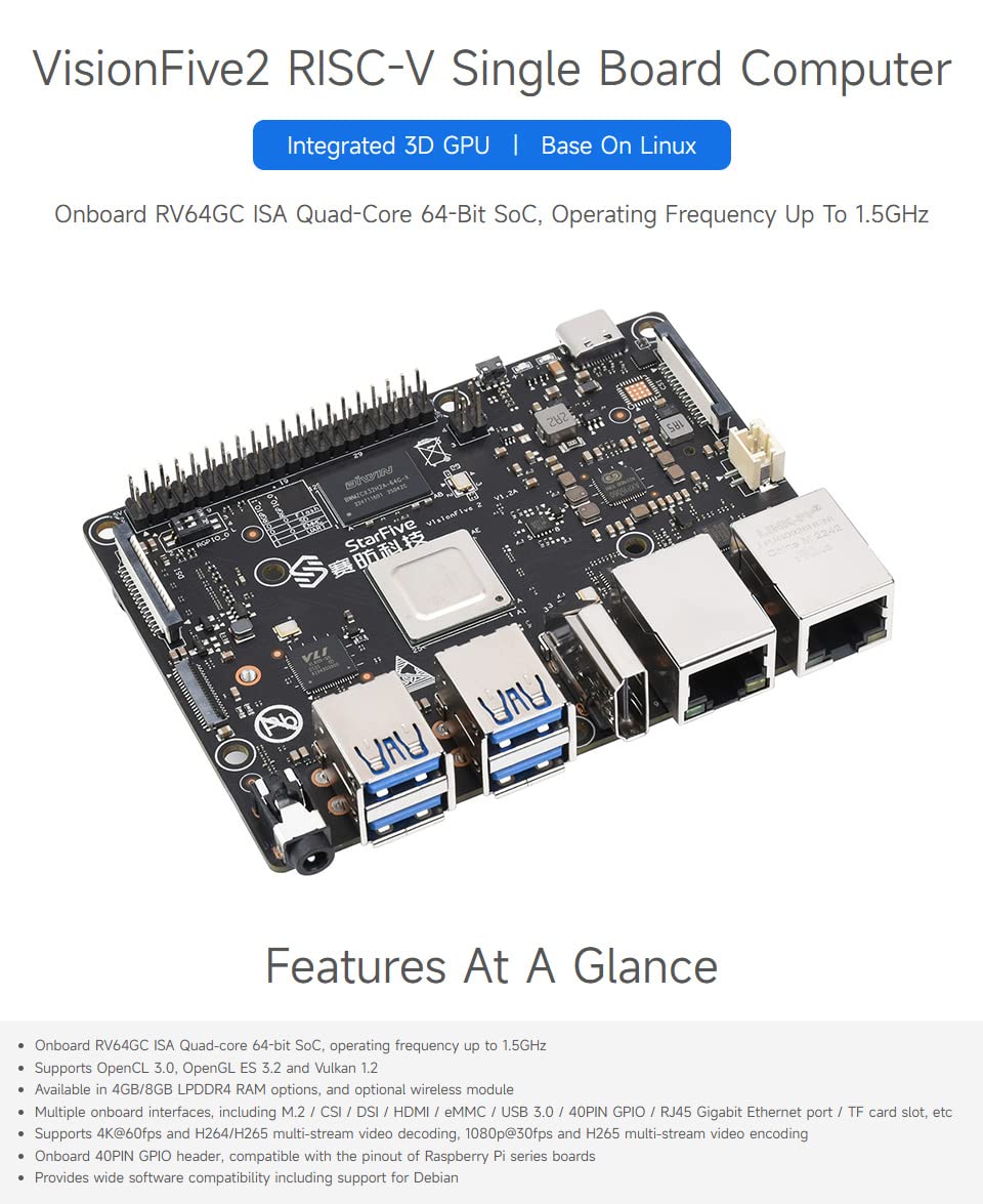 Mua Waveshare VisionFive2 RISC-V Single Board Computer, StarFive JH7110 Processor with ...